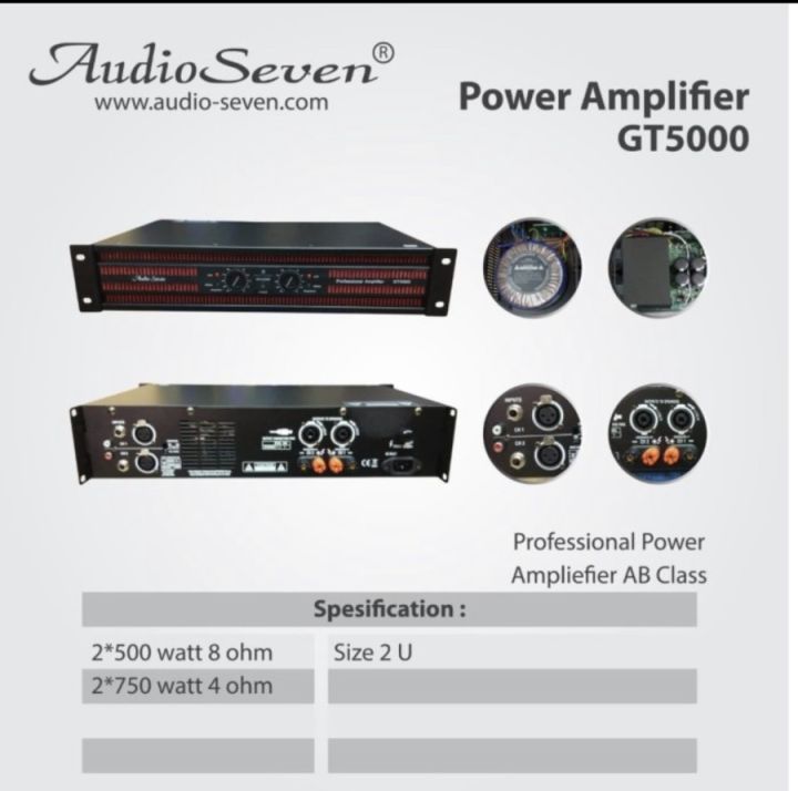POWER AMPLIFIER AUDIO SEVEN GT 5000 / GT5000 CLASS AB ORIGINAL ...