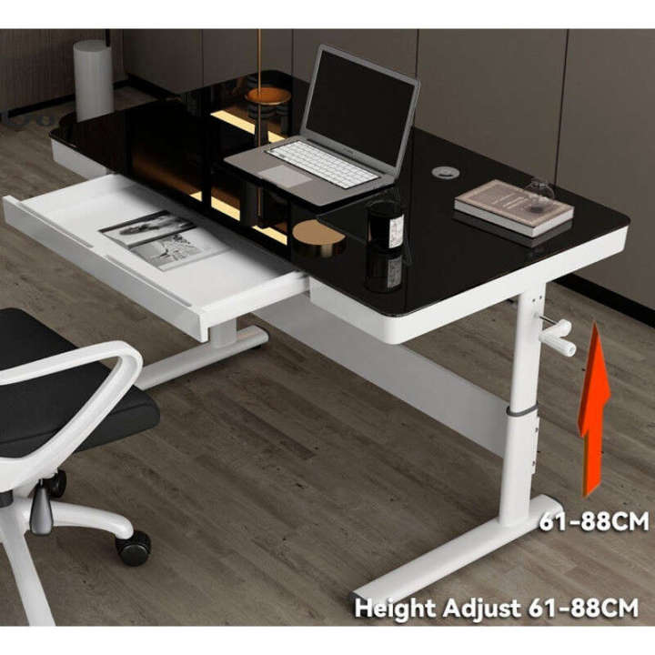 Study Table Adjustable Desk Study Table Standing Handle Desk Glass ...