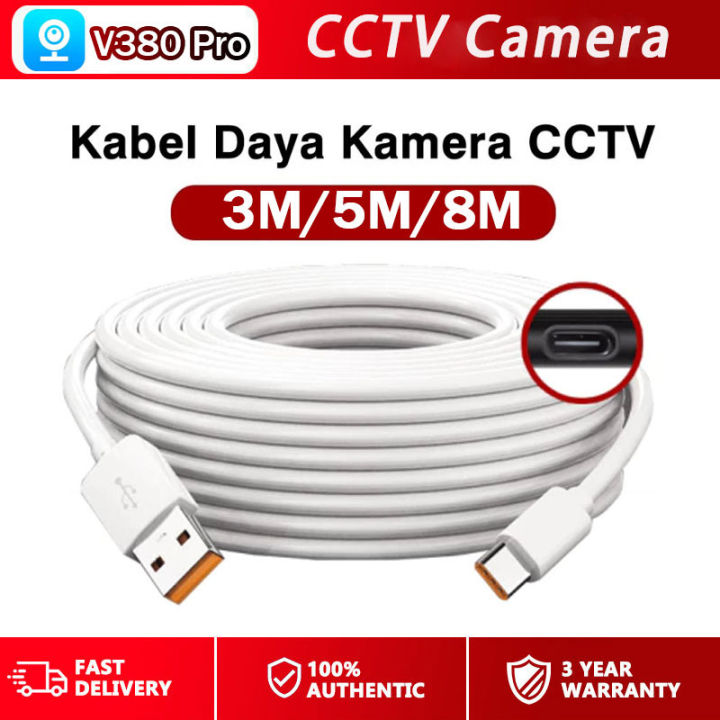 CCTV Cable Kabel Type-C 3M/5M/8M Kabel Data Panjang Kabel CCTV Charger ...