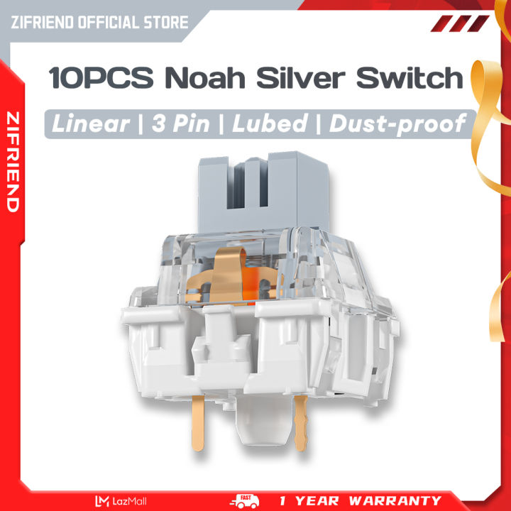 ZIFRIEND 10PCS Noah Silver Switch 3-PIN Mechanical Keyboard Switches Accessories Factory Lubed ...