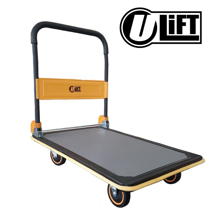 U-Lift® Hand Truck Trolley Folding Push Cart 300kg (Black w/ Yellow ...