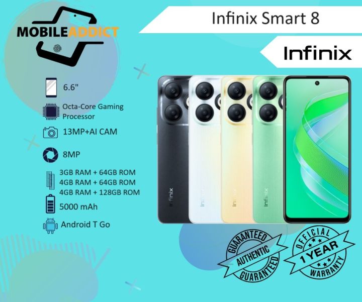 Infinix Smart 8 NTC, 1 year official warranty | Lazada PH