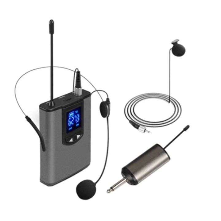 UHF Portable Wireless Headset/ Lavalier Lapel Microphone with Bodypack ...