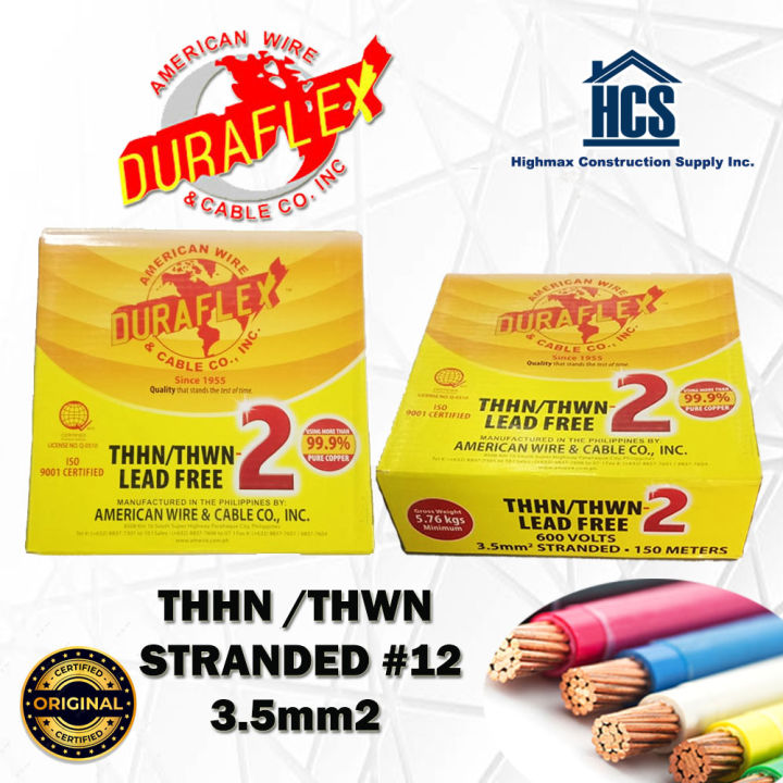 Duraflex Stranded #12 3.5mm THHN / THWN-2 Lead-Free 600V American Wire & Cable | Lazada PH