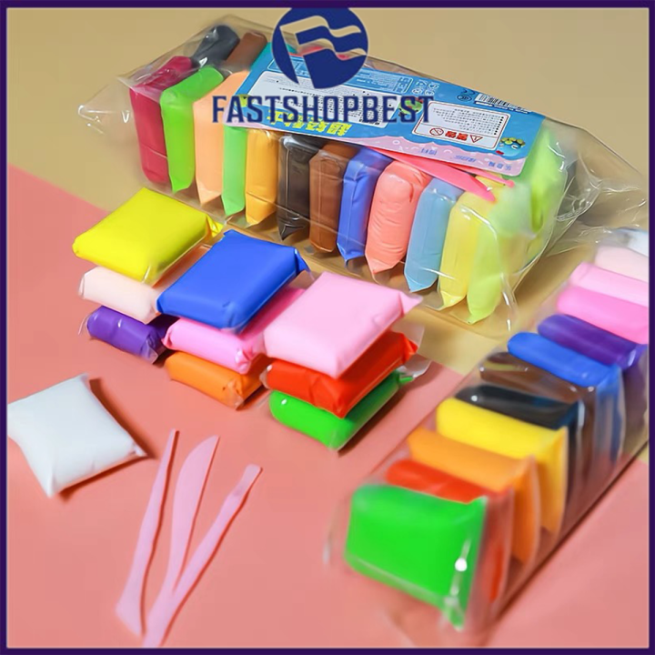 FSB Mainan Edukasi Anak Plastisin Lilin Mainan Clay Polymailer Isi 12 ...