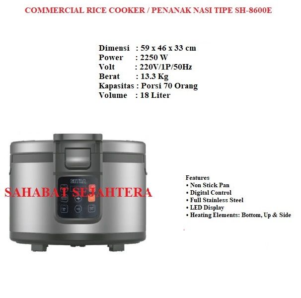 Commercial Rice Cooker / Rice Cooker Listrik GETRA Tipe SH-8600E ...