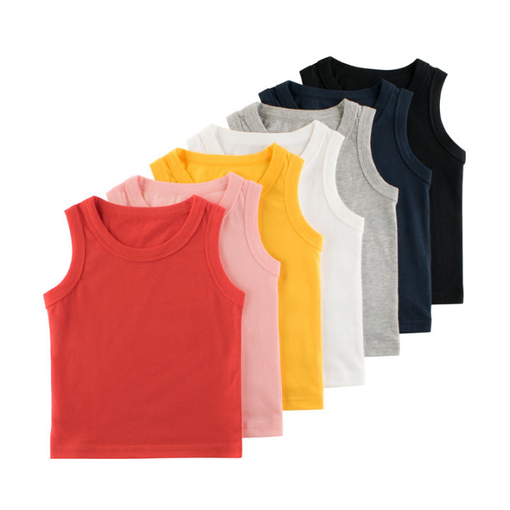 Solid Boy Tshirt Kids Baby Children Tops Sleeveless Boys Vest Clothing ...