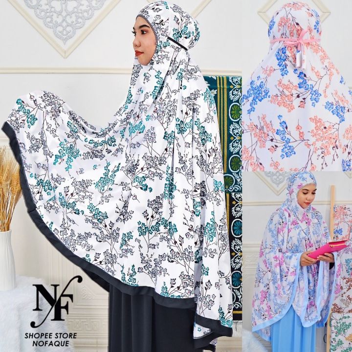 Telekung Corak Sakura Dewasa Dewasa - Material:Kain Viscose Berkualiti ...