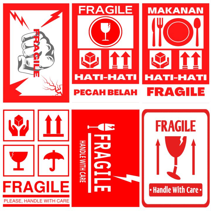 Stiker Fragile Murah | Stiker Fragile isi 10 pcs ukuran 5x8 cm | Lakban ...