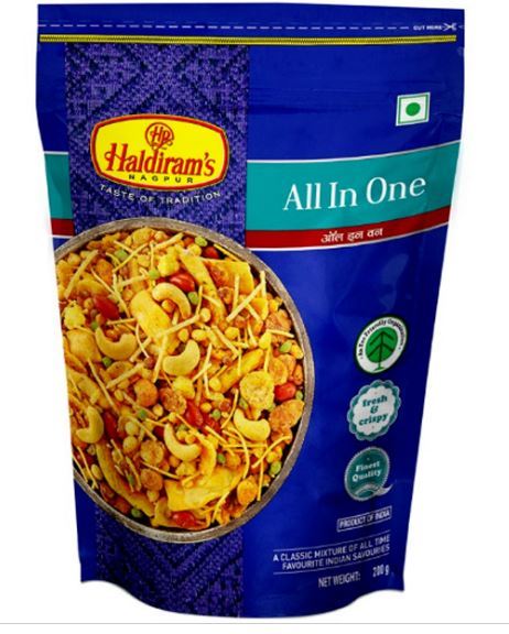 Haldiram's ALL IN ONE Mixture 150G (SPICY BLEND OF CHICKPEAS FLOUR NOODLES,PULSES & RICE FLAKES ...