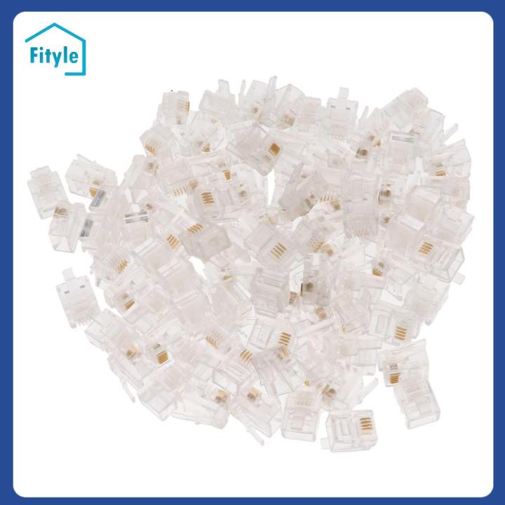 Fityle 100Pcs RJ-11 6p4c Modular Plug Telephone Line Connectors | Lazada PH