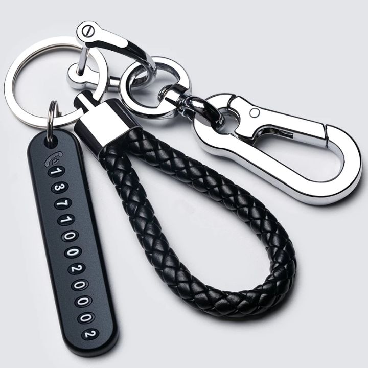 Anti-Lost Car Key Pendant Split Rings Keychain Phone Number Card ...