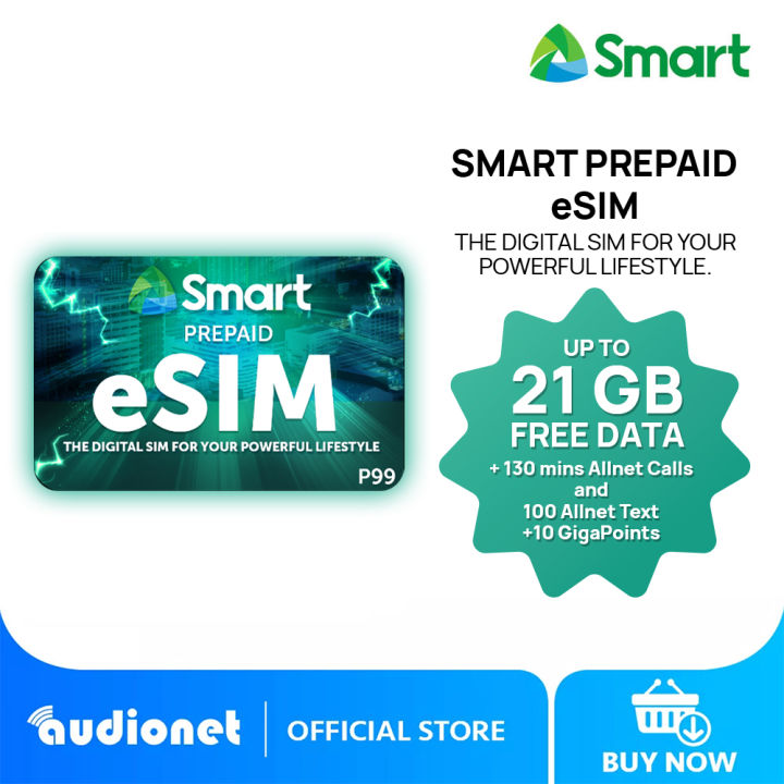 Smart Prepaid eSIM | + 21GB Free Data | +130 mins Allnet Calls and 100 Allnet Texts | +10 ...