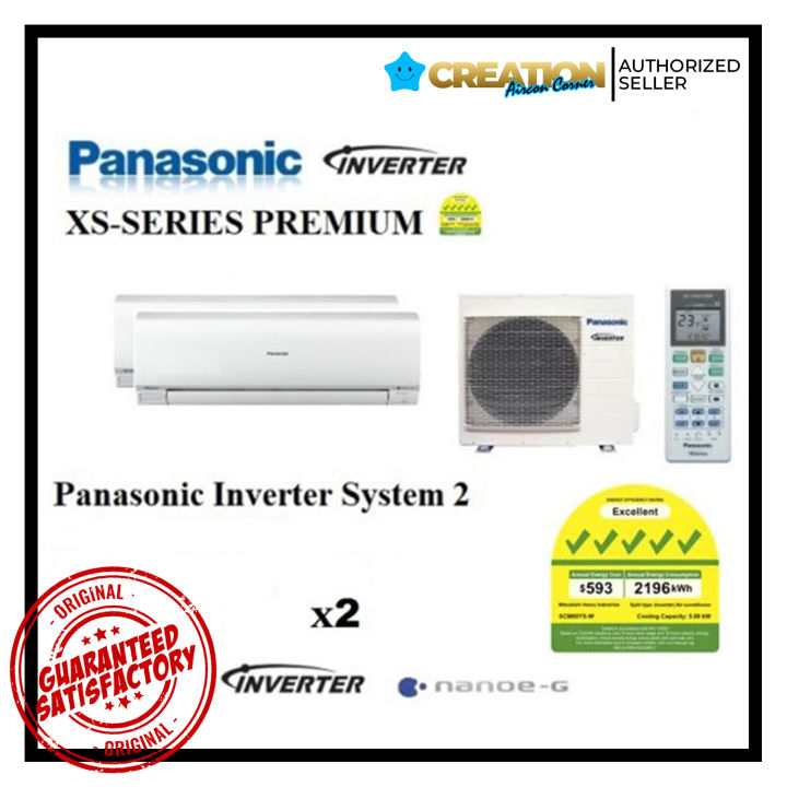 PANASONIC Sys 2 (X-PREMIUM) R32-5ticks Inverter wall mounted Air Con ...