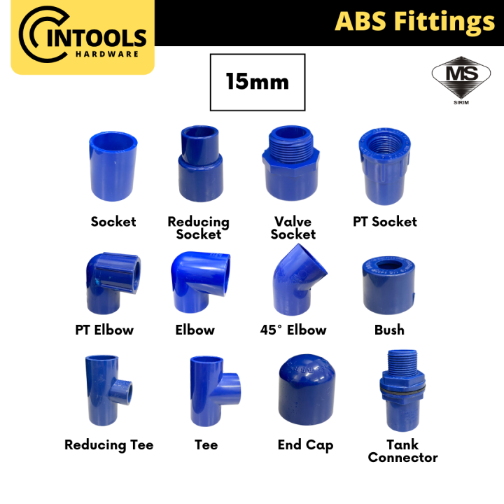 15MM ABS Pipe Fittings - BBB Acrylonitrile Butadiene Styrene Blue ...
