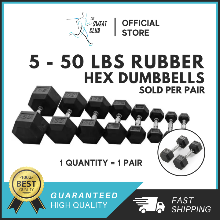 5 LBS - 50 LBS Rubber Hex Dumbbells Stainless Hexagonal Dumbbell ...