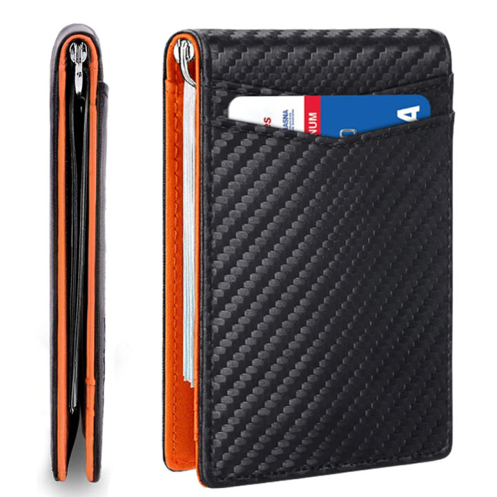 Genuine Leather Minimalist Slim Smart Wallet with Money Clip Mini RFID ...