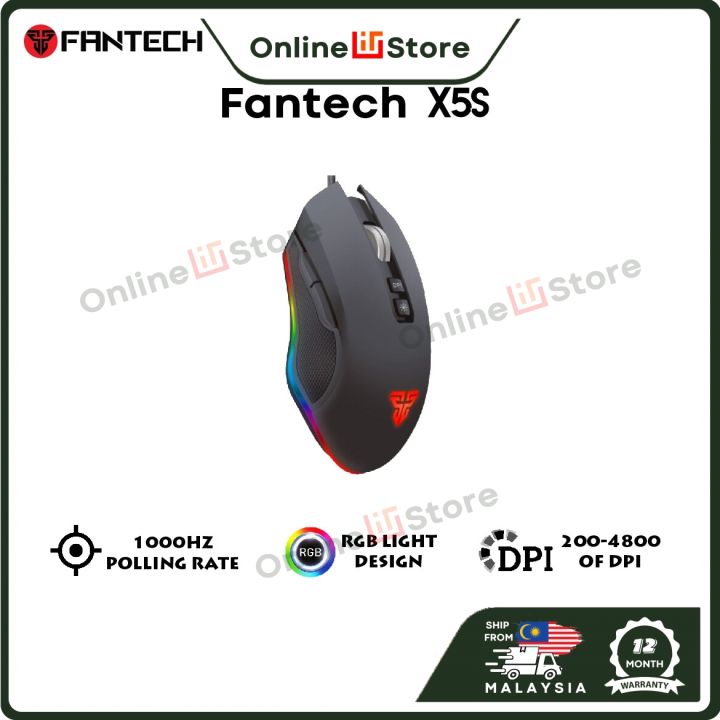 FANTECH Gaming Mouse X5S ZEUS 4800DPI Six Macro Programmable Buttons ...