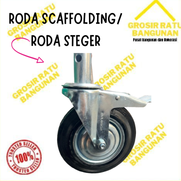 Roda scaffolding / roda steger (ada rem) / Roda Kastor Karet Hitam ...