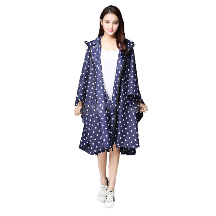 huahankuang® Stylish Hooded Women Raincoat Outdoor Long Poncho ...