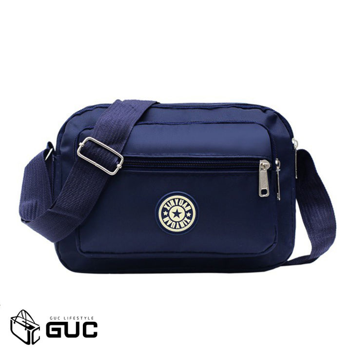 GUCSELECTED(B1096) กระเป๋าสะพายผ้าไนล่อนสีพื้นงานดรผ้าหนากันน้ำได้ | Lazada.co.th