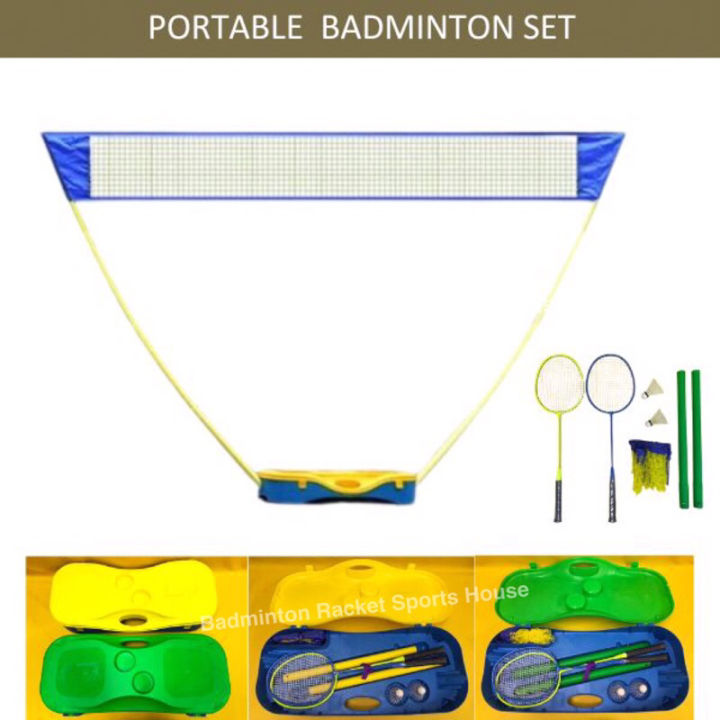 Portable Badminton Set with Stand, Net, Rackets, Shuttlecocks | Lazada