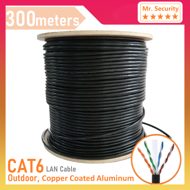 300m CAT6 Copper Coated Aluminum Outdoor UTP LAN Cable, CCA High Quality 23AWG 1/0.50mm Copper ...
