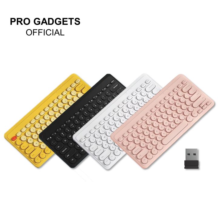 BOW Wireless Keyboard with USB Dongle Minimalist Round Keycaps Quite ...