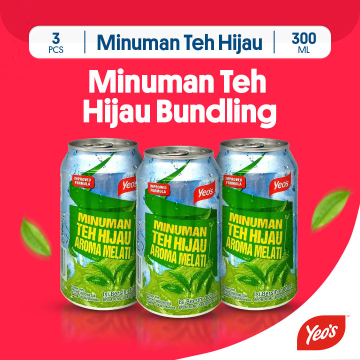 Yeos Minuman Kaleng Teh Hijau Jasmine Green Tea 300ml - 3 Pcs | Lazada ...