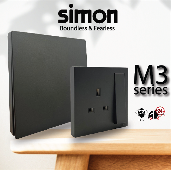 SIMON[European Brand] M3 Series Black Switch / Switches & Socket Outlet 1 gang 2 gang 3 gang 4 ...