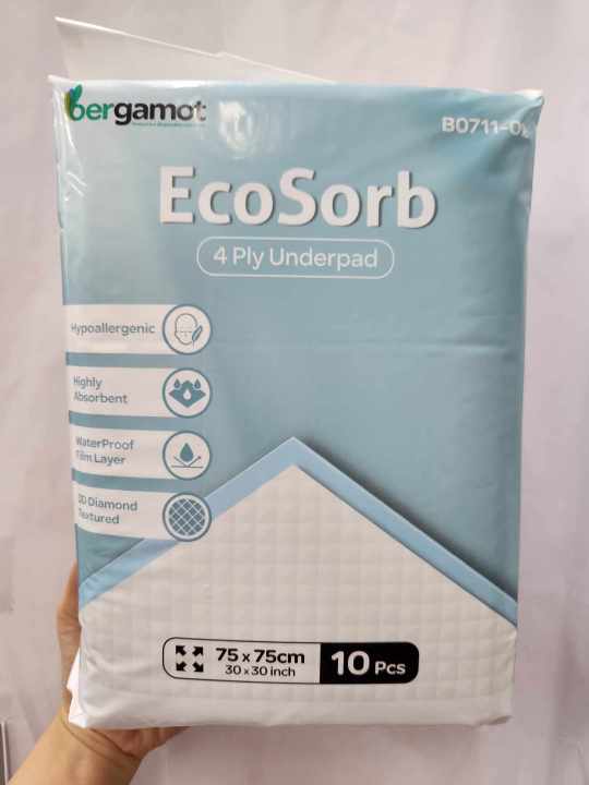 BERGAMOT ECOSORB 4PLY UNDERPAD 75CMX75CM 10PCS | Lazada