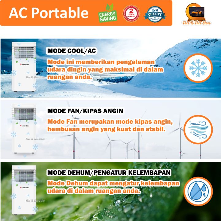 AC Portable Ruangan 1PK.Low Watt.UnitedStar.Terbaru.Garansi.Pendinginan ...