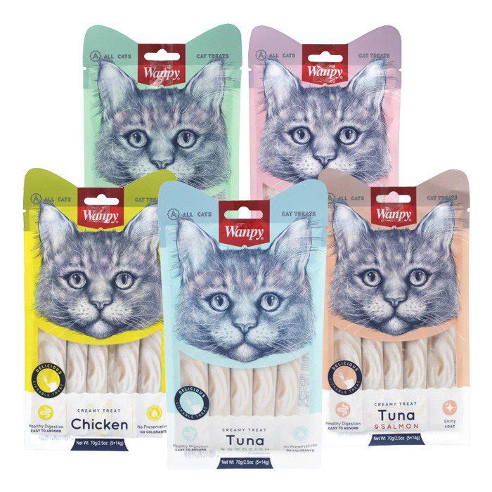 Wanpy Creamy Cat Treats 5x14G / Cat Lickable Treat / Snack Kucing / Wet ...