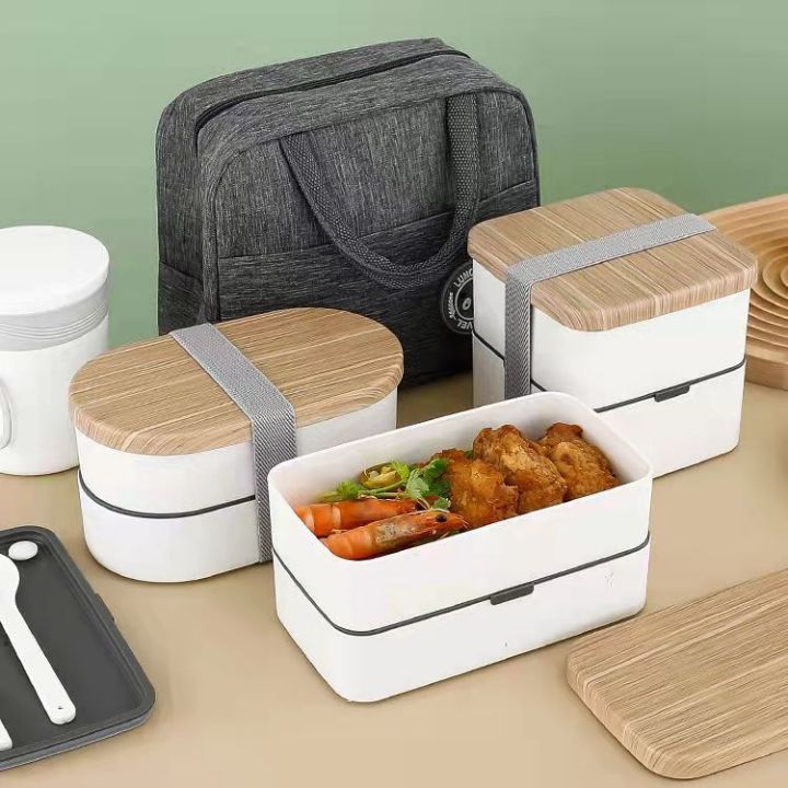 LOYALISTS Japanese-style Double-layer Wooden Lunch Box Wooden bento box ...
