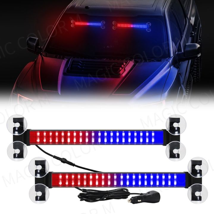2 x 40 LED Police Lights Red Blue Strobe Lamps Windshield Bar LED ...