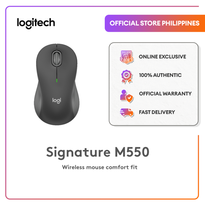 Logitech Signature M550 Comfort-Fit For Your Hand Size Wireless Mouse Graphite Black PC Laptop ...