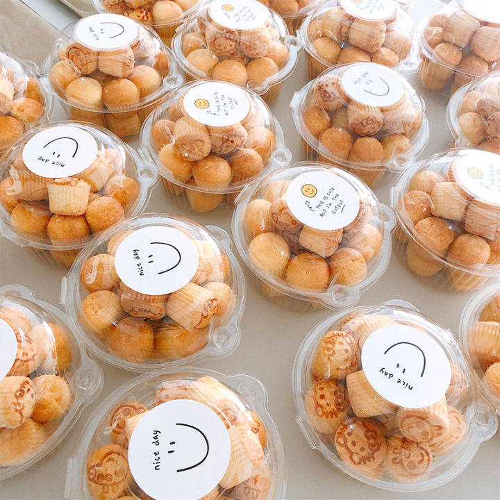 【100pcs】Circular Mini Cake Packaging Box Disposable Transparent Dessert ...