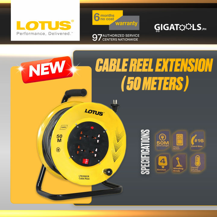*NEW* Lotus LTEX50CR 50-Meters Cable Reel Extension Outlet [GIGATOOLS ...