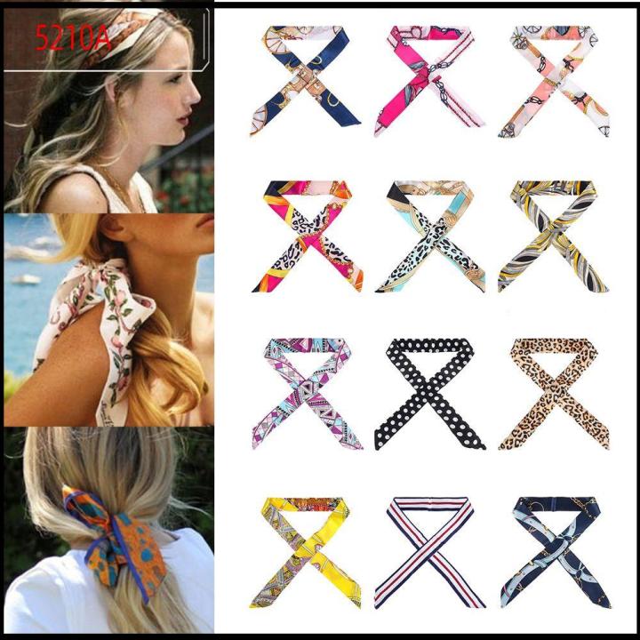 5210A 2Pcs แฟชั่น อุปกรณ์ตกแต่ง ที่คาดผม ข้อมือ/เอว ผ้าพันคอริบบิ้นตกแต่ง ผ้าพันคอไหมขนาดเล็ก ...