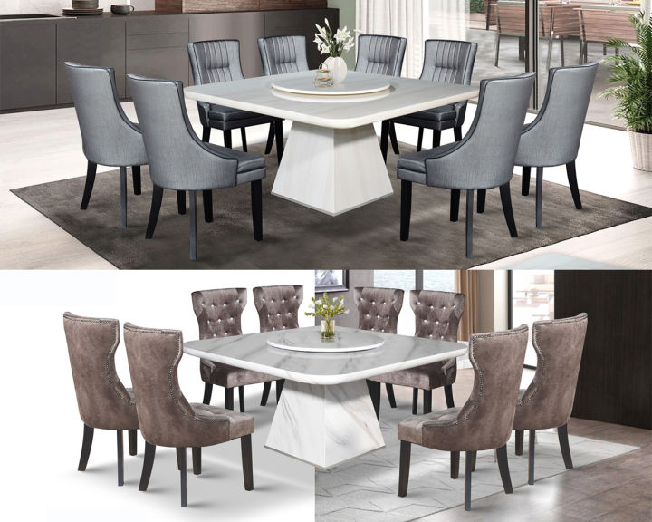 NL Square Marble Dining Table 1+8 (MTJ0535 & MTJ0545) | Lazada
