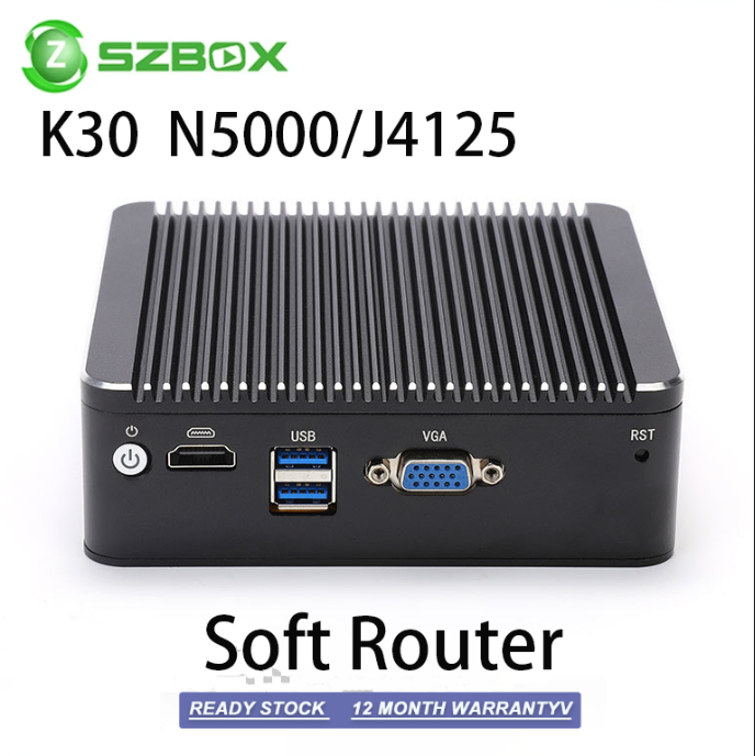 K30 N5000 4 Core J4125 N5000 Soft Router Mini PC 4 LAN HD VGA Multi USB ...
