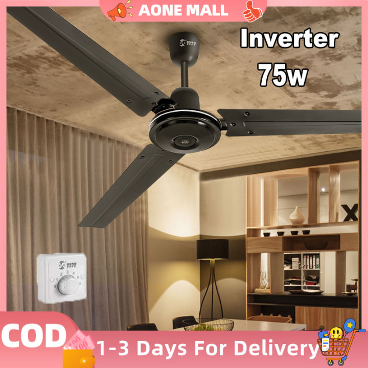 56 Inch Ceiling Fan Heavy Duty Steel Wall Hanging Fan Inverter Electric ...