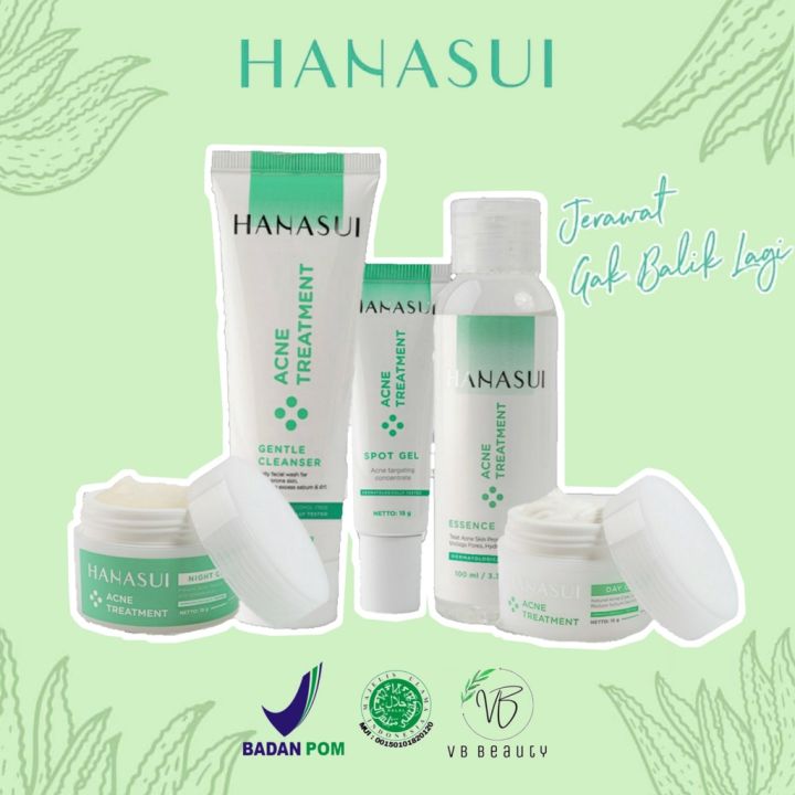 HANASUI ACNE TREATMENT PAKET 5IN1 ORIGINAL BPOM - CREAM ACNE HANASUI ...