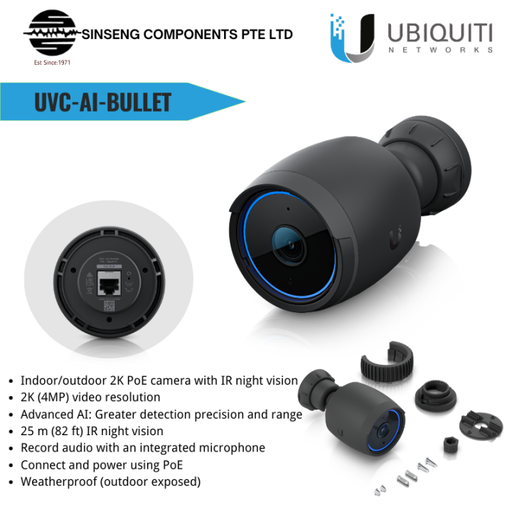 Ubiquiti UVC-AI-Bullet 4MP 2K PoE AI Bullet IP Camera with IR Night ...