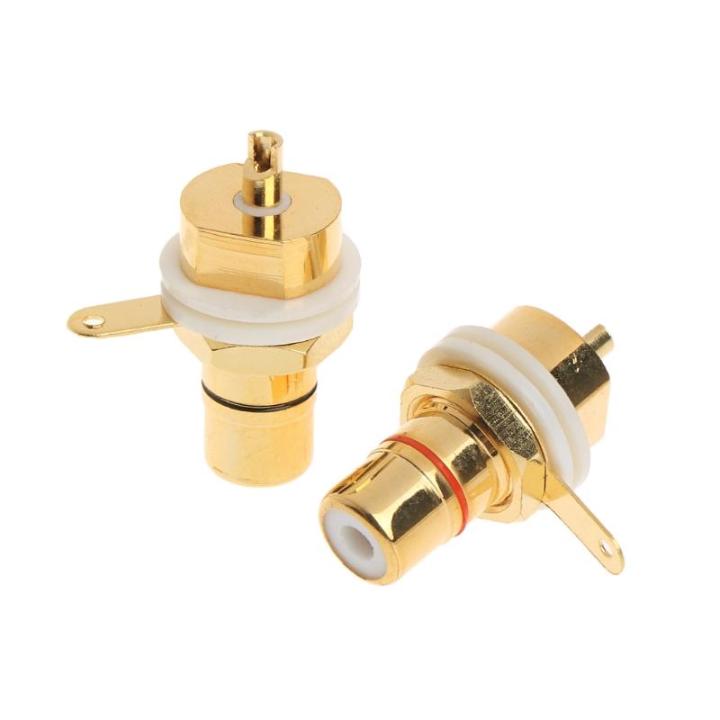 2 Pcs CMC Gold Plated Copper RCA Female Phono Jack Panel Mount Chassis ...