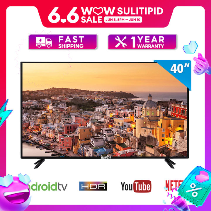 GINZA 40 inch Smart TV Full HD LED TV Android TV Flat Screen Ultra-slim ...