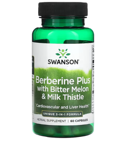 Swanson Berberine Plus with Bitter Melon & Milk Thistle 60 Capsules For ...