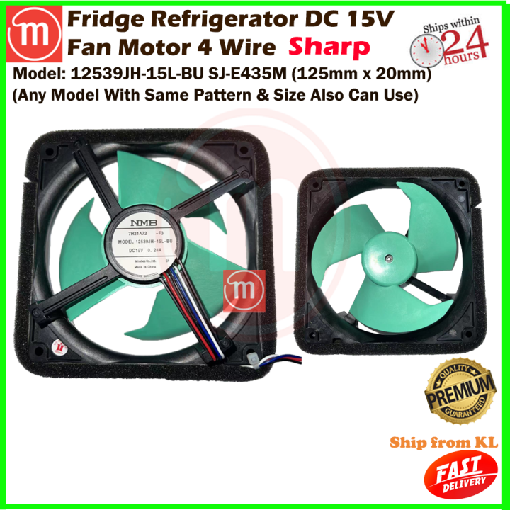 Sharp Fridge Refrigerator 12539JH-15L-BU DC 15V Fan Motor 4 Wire (125 x ...