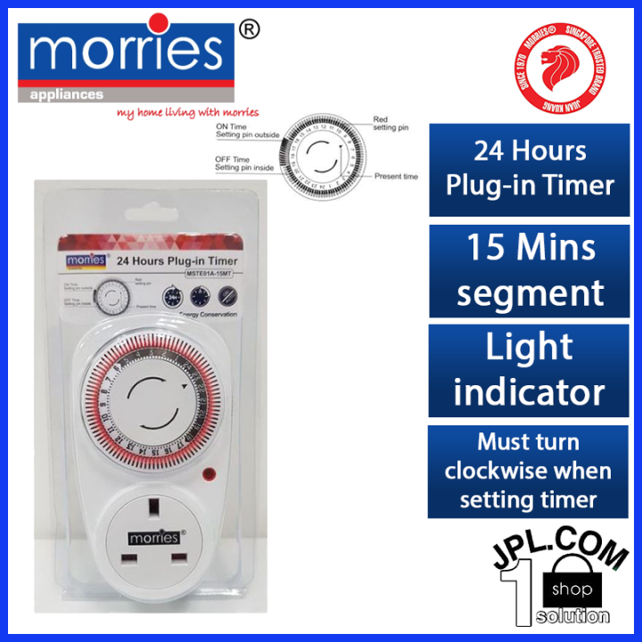 Morries 24 Hours Plug-in Timer MSTE01A-15MT (mechanical timer, timer plug socket, appliance ...