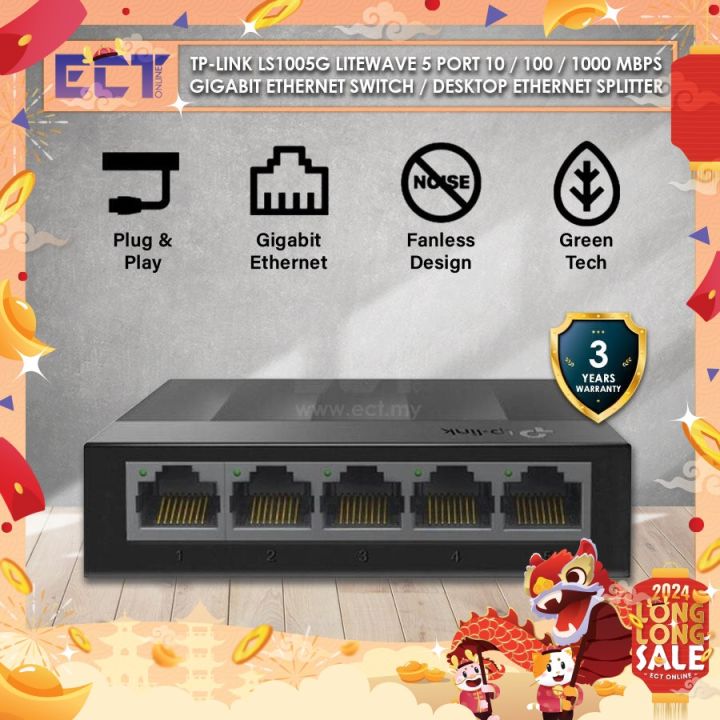 TP-Link LS1005G / LS1005 5-Port RJ45 Green Ethernet Desktop Switch with ...